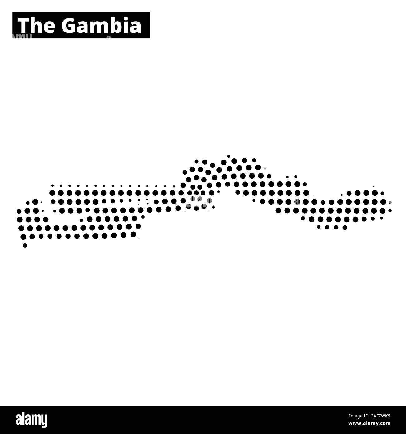 The outline of The Gambia is depicted, highlighting its distinctive ...