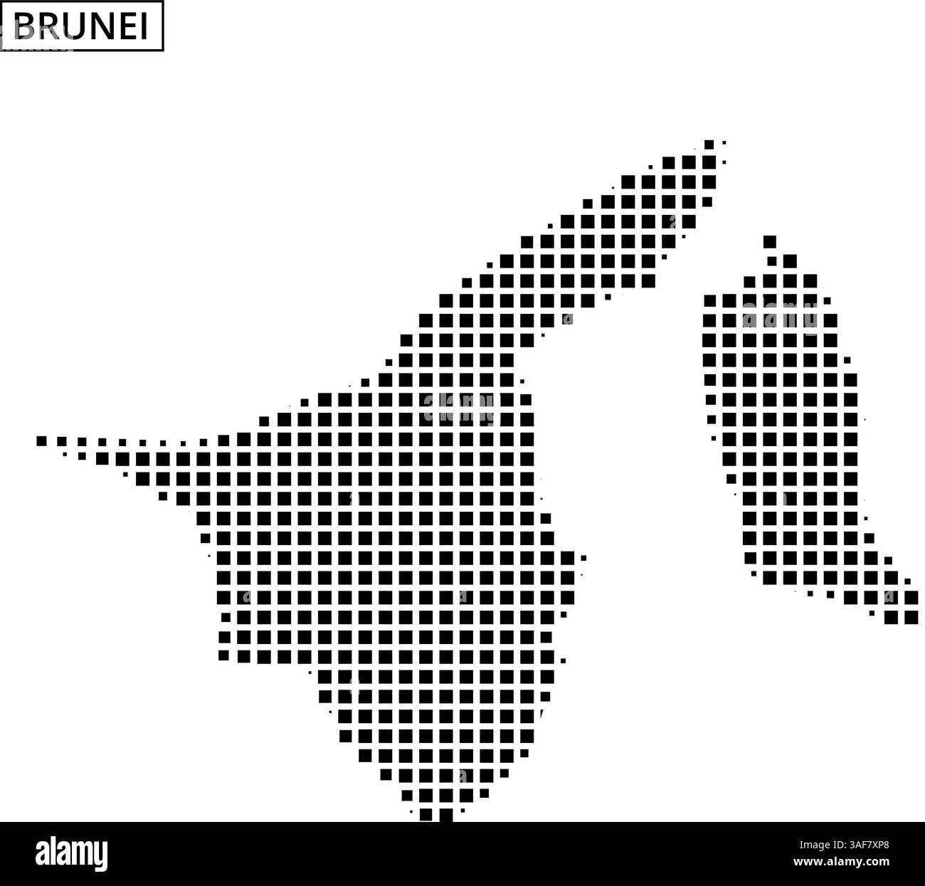 Dot pattern map of Brunei highlighting its geographic shape and ...