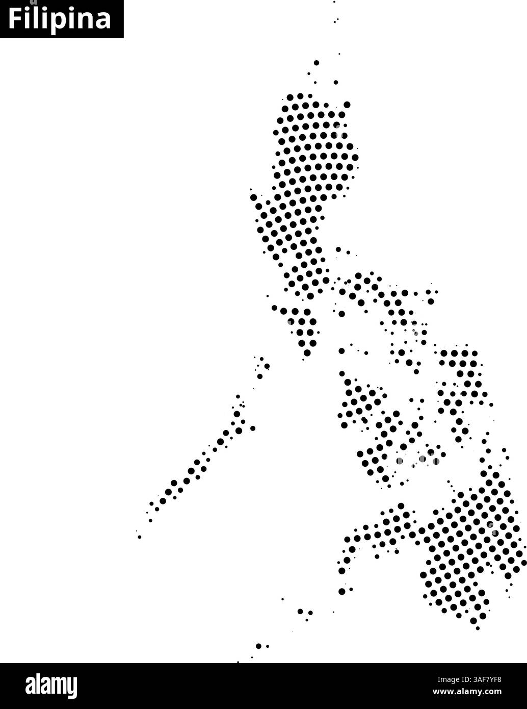 A dotted map representing the shape of the Philippines, focusing on its ...