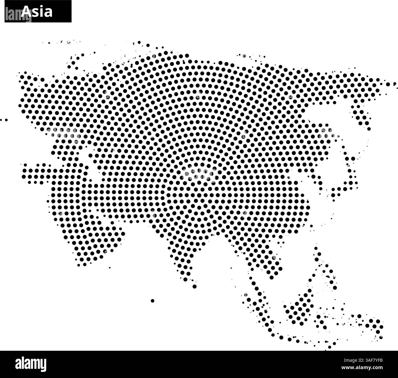 A dot pattern map outlines the geographical boundaries of Asia ...