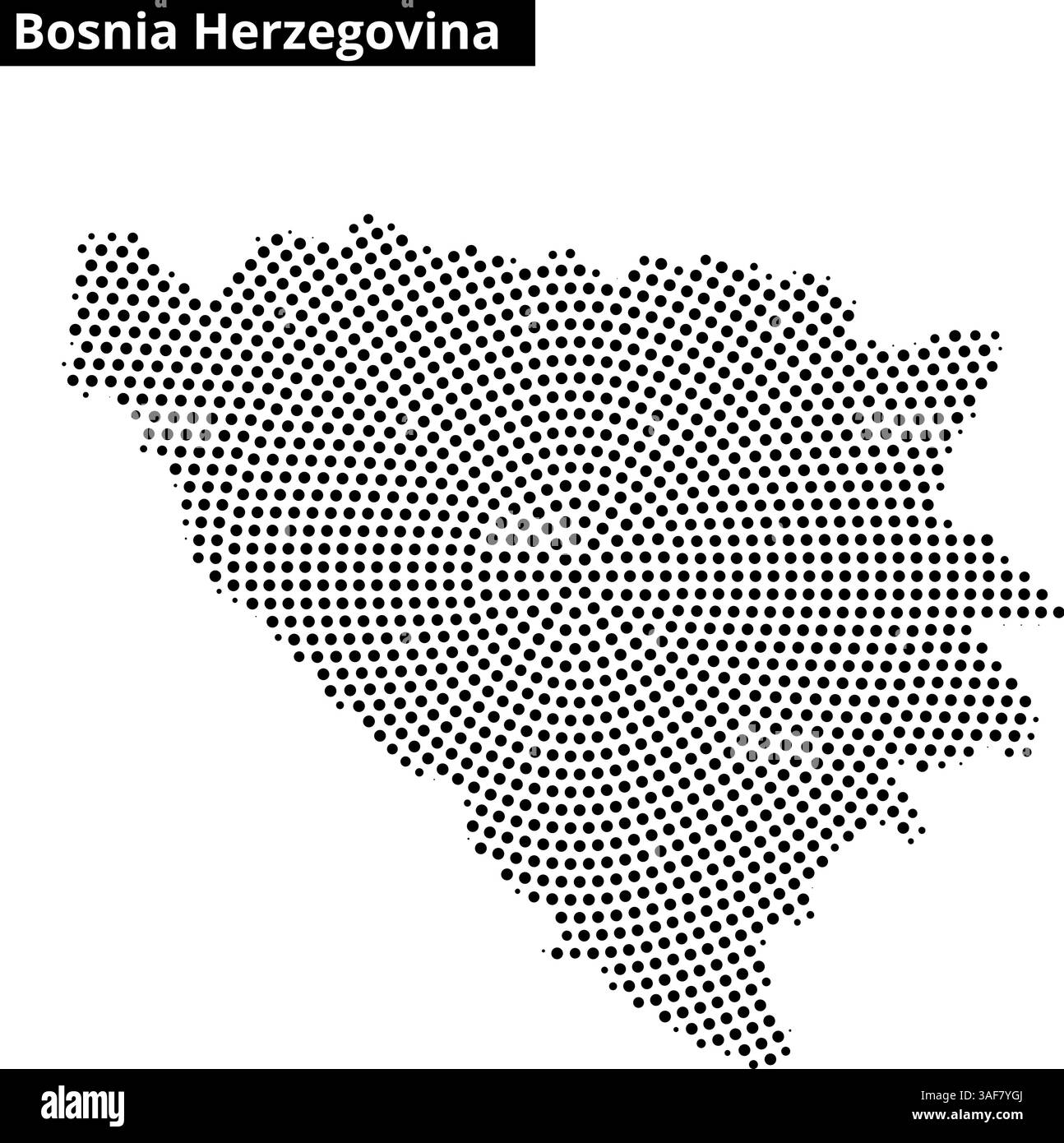 A stylized dot pattern map of Bosnia Herzegovina, highlighting its ...