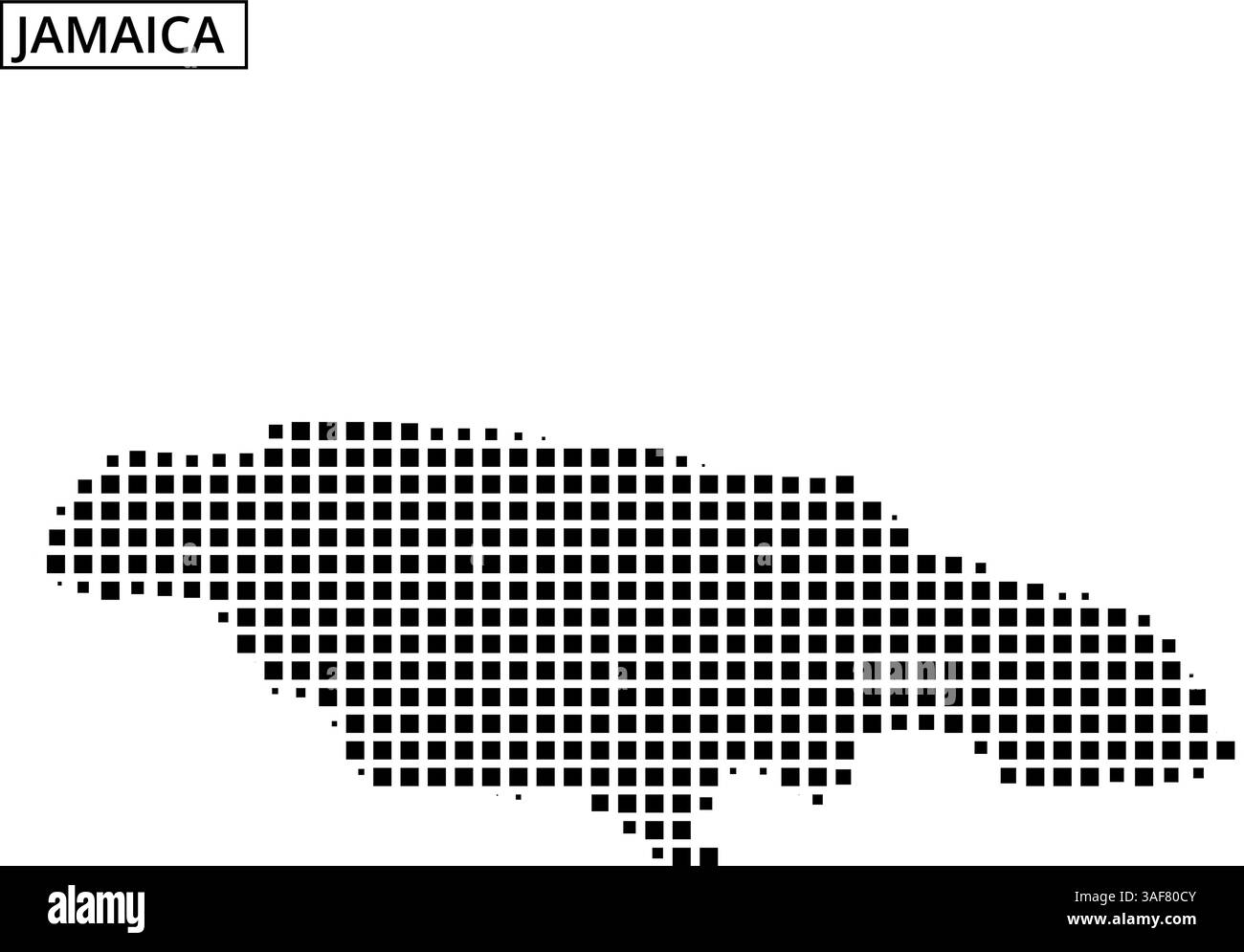 Dotted pattern outlines the shape of Jamaica on a plain white ...
