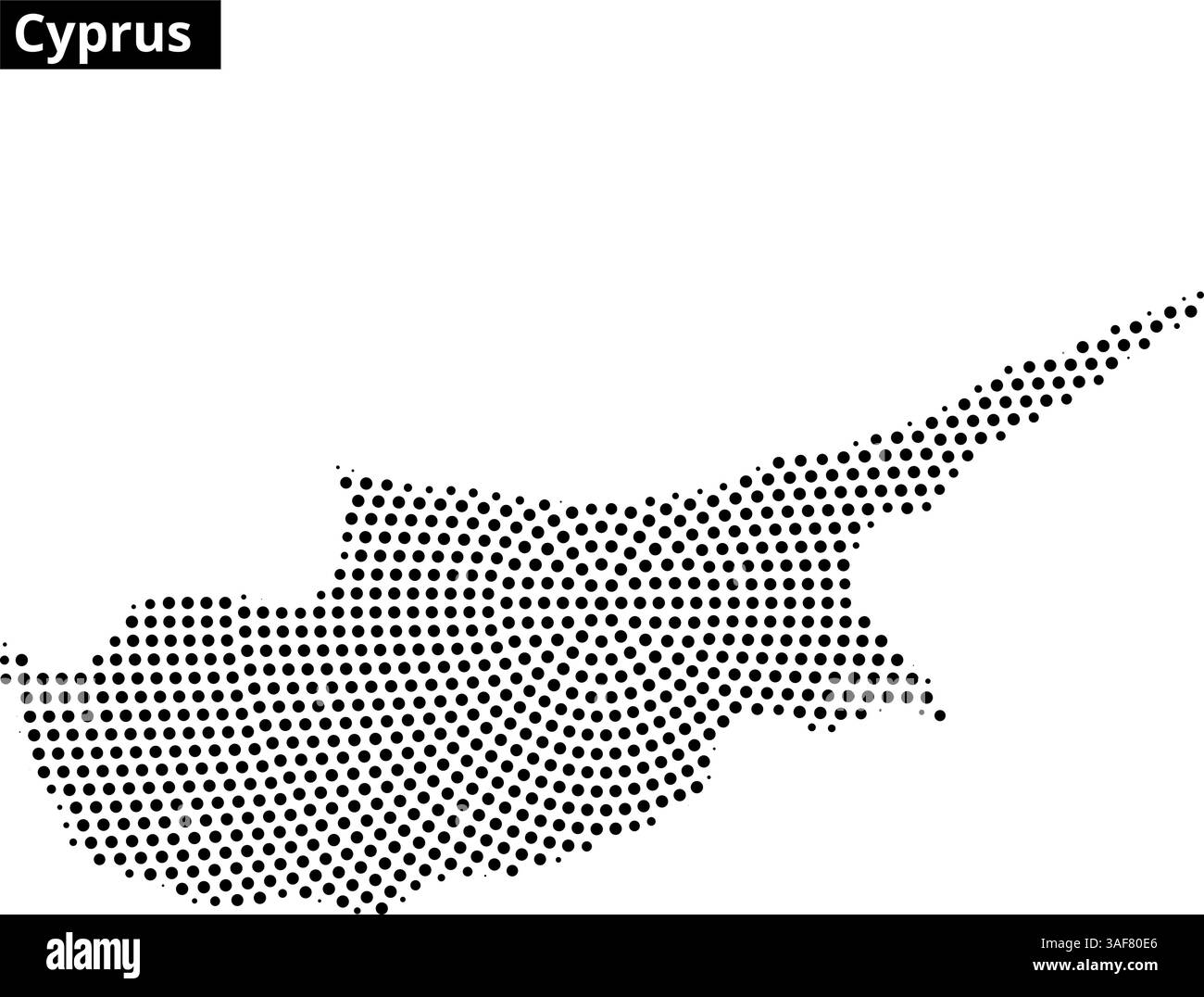 A dotted map of Cyprus is showcased on a white background, emphasizing ...