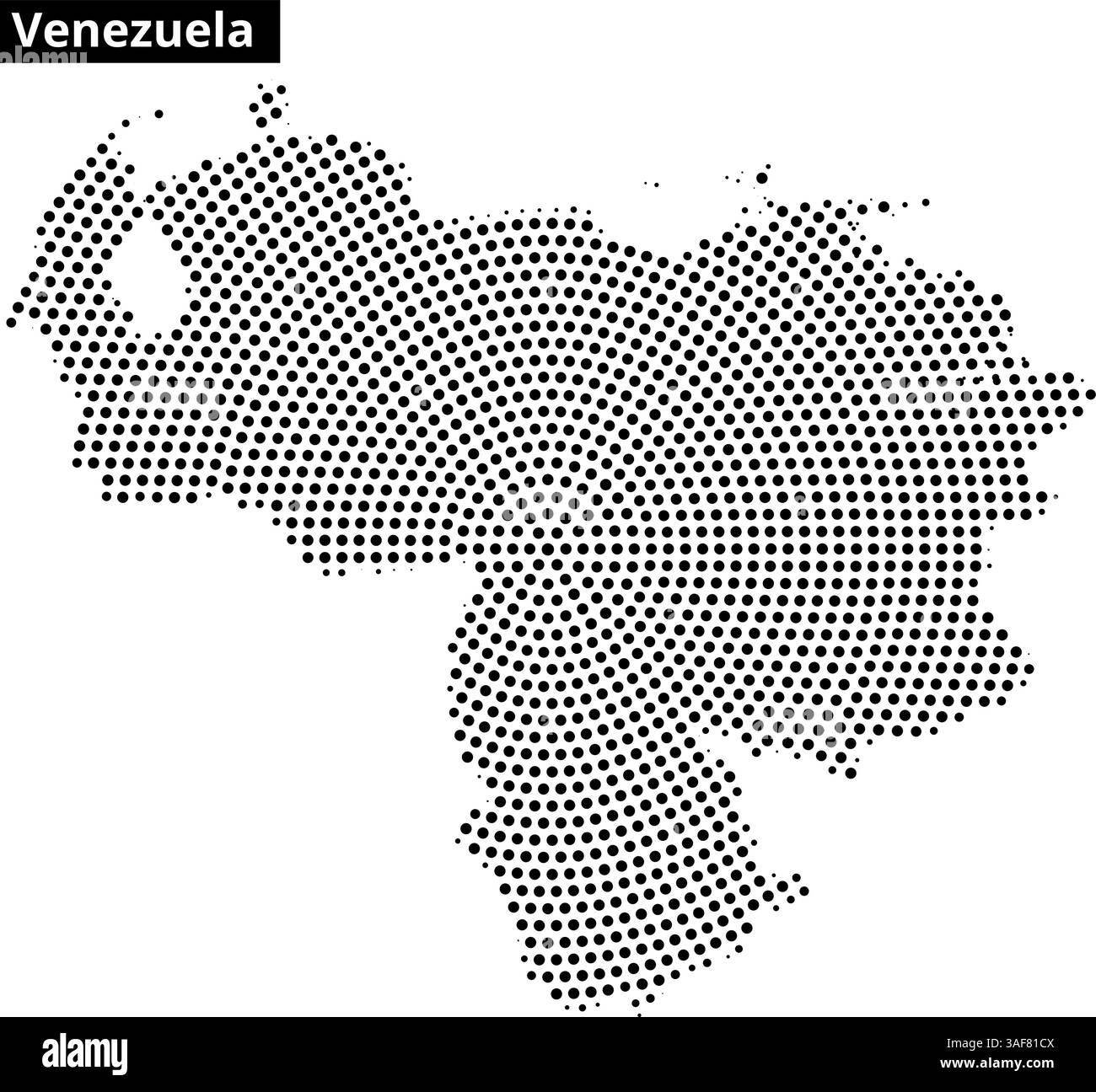 A detailed map outline of Venezuela created with a dotted design ...