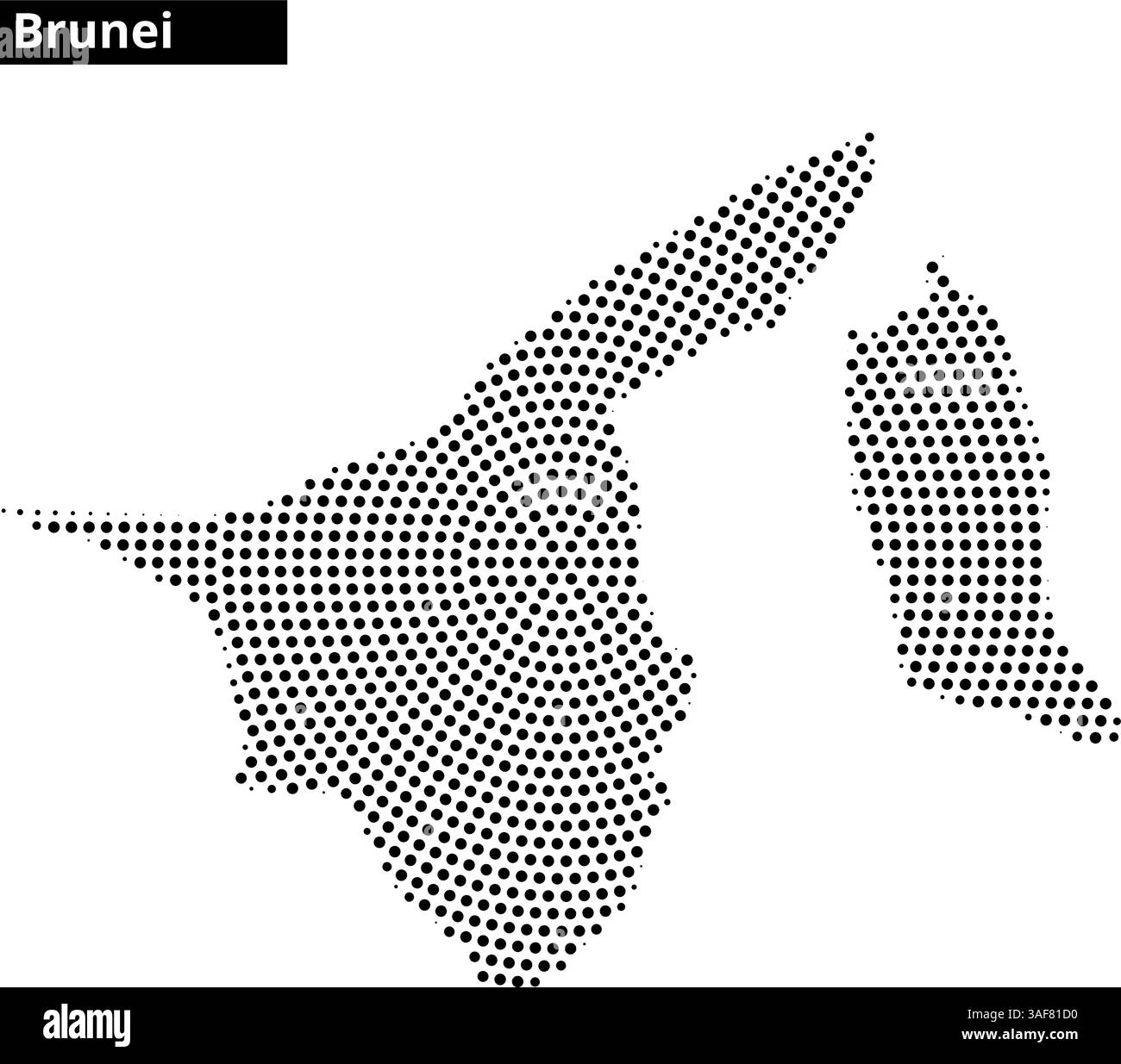 Dot pattern map of Brunei highlighting its geographic shape and ...