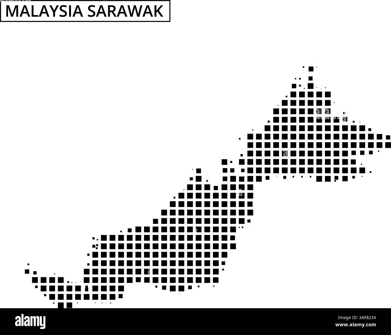 A dotted map displays the geographic outline of Malaysia, illustrating ...
