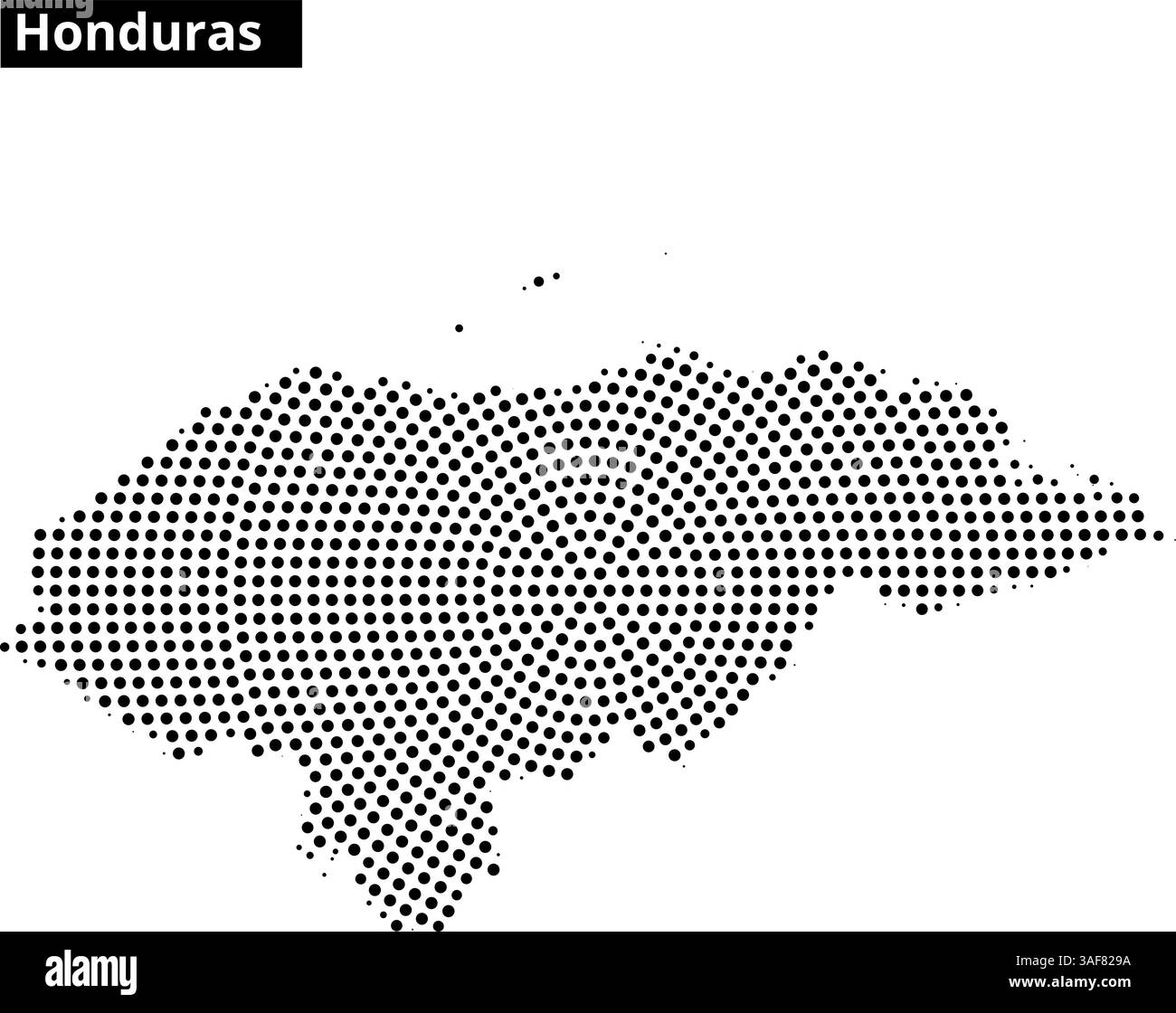 A detailed outline of Honduras created using a dot pattern, emphasizing ...