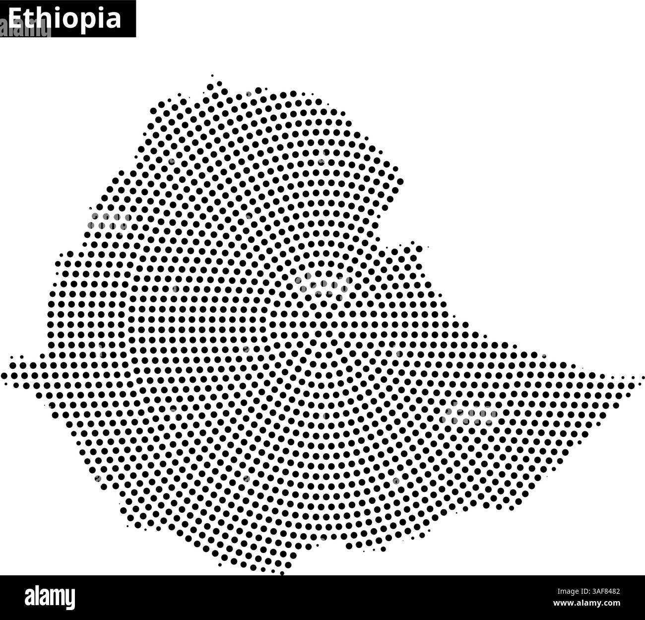 This artwork features the outline of Ethiopia, using a creative dotted pattern and subtle design ...