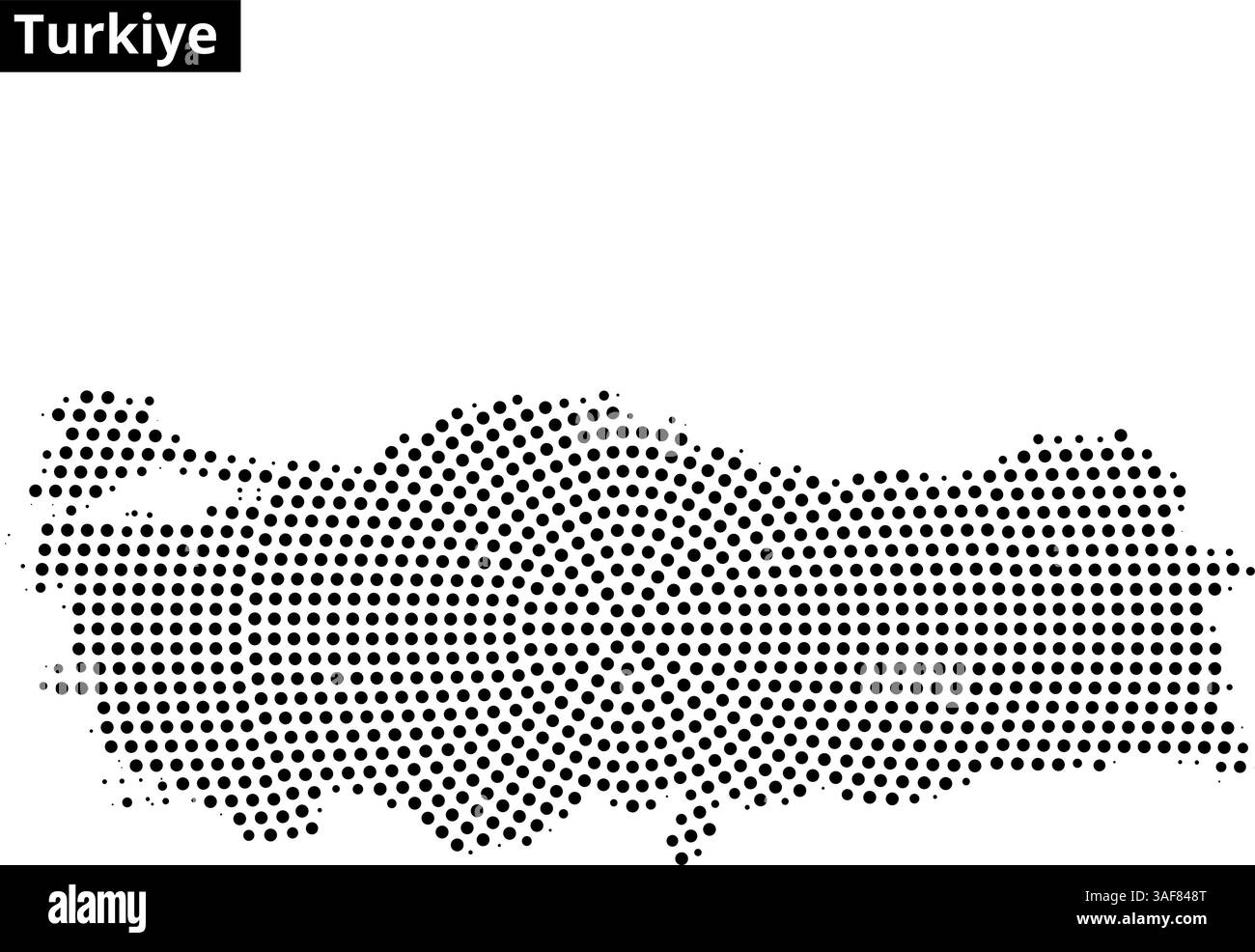 Detailed map of Turkey created using a dotted design, highlighting the ...