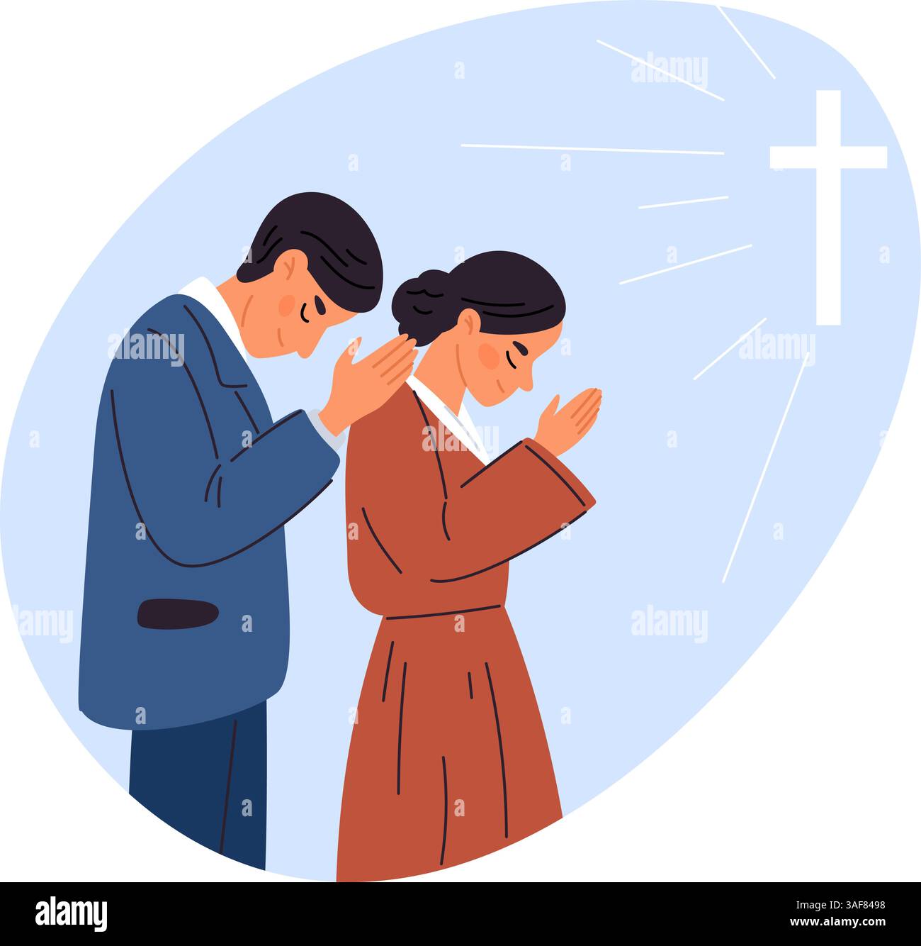 Christian couple praying together Stock Vector Images - Alamy