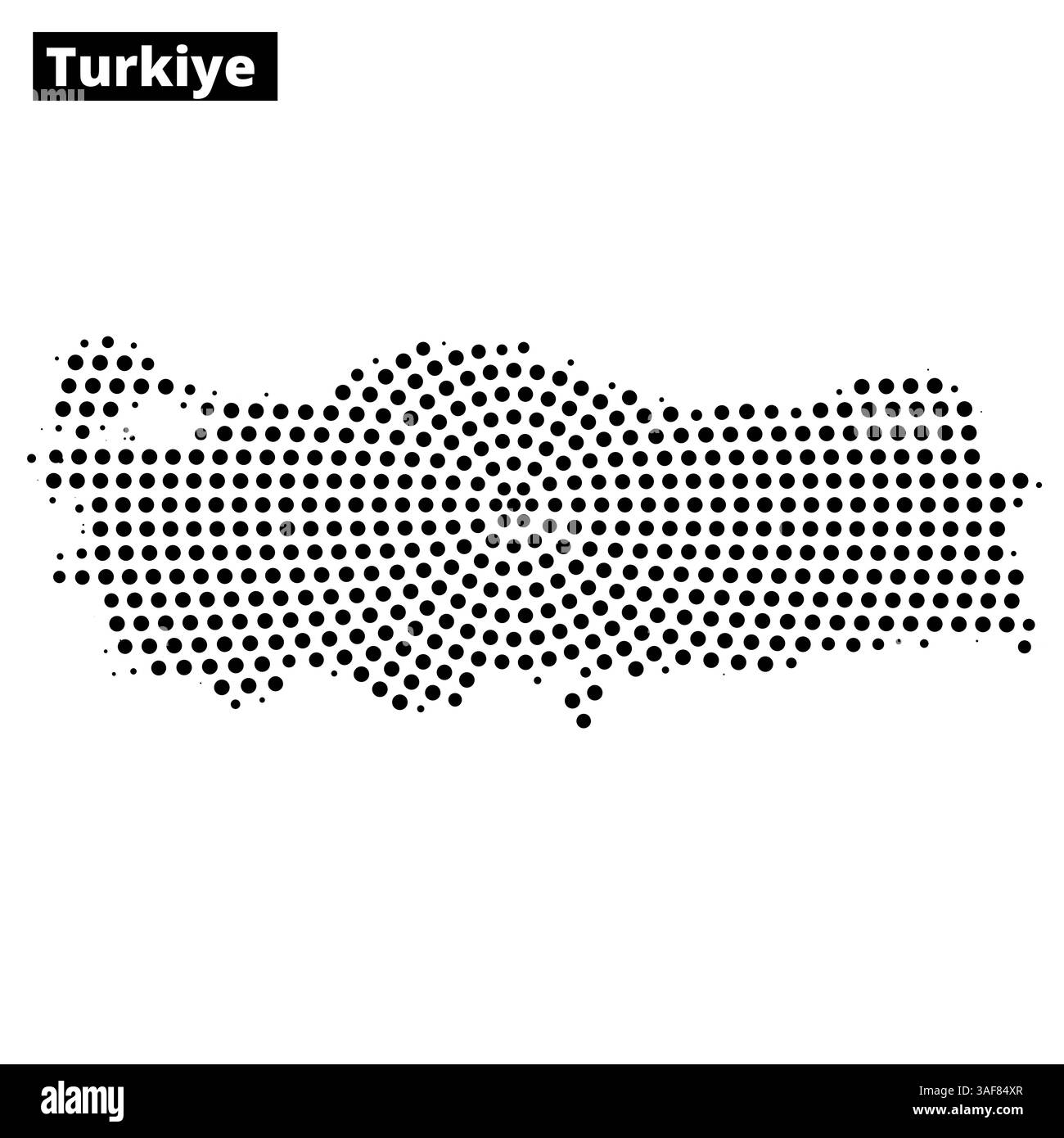 Detailed map of Turkey created using a dotted design, highlighting the ...