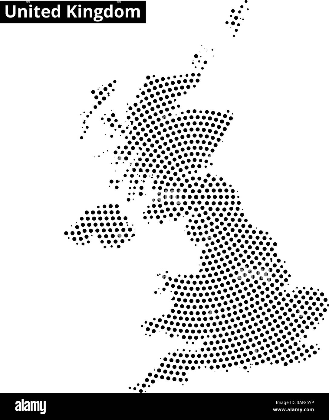 A dotted map outline of the United Kingdom showcases its geographical ...