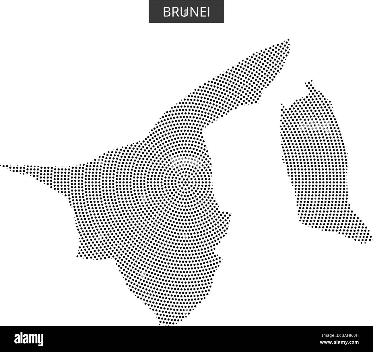 Dot pattern map of Brunei highlighting its geographic shape and ...