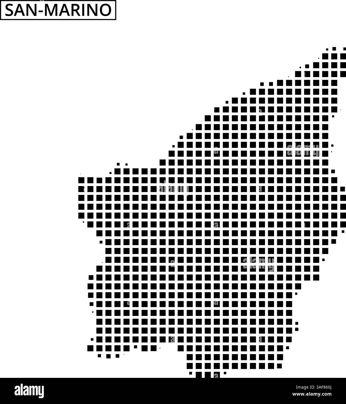 A unique pixelated design showcases the outline of San Marino ...