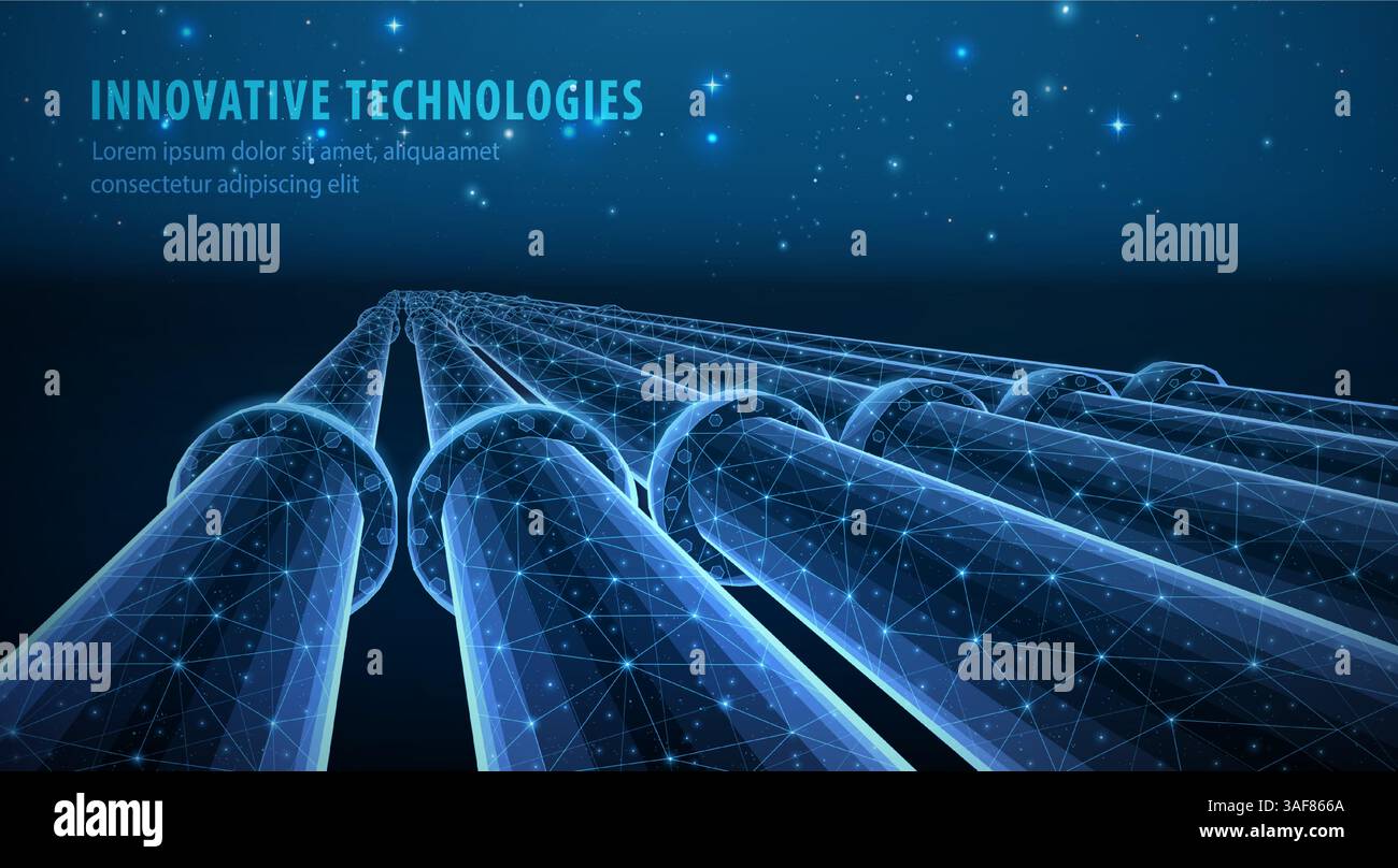 Pipeline construction vector background. Gas industry, fuel transport ...