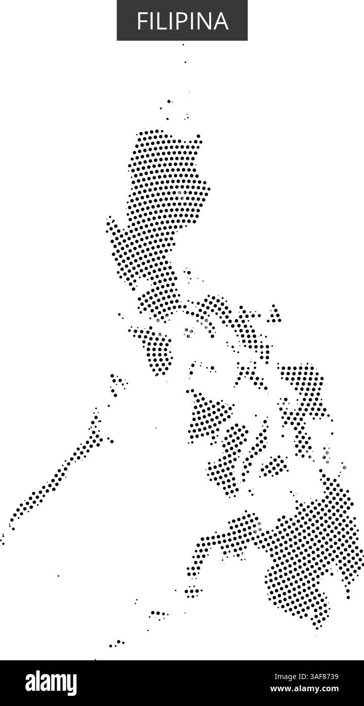 A dotted map representing the shape of the Philippines, focusing on its ...