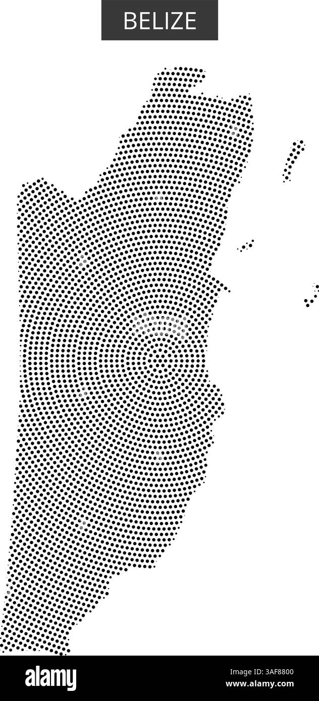 Black and white illustration of the map of Belize highlighting its ...