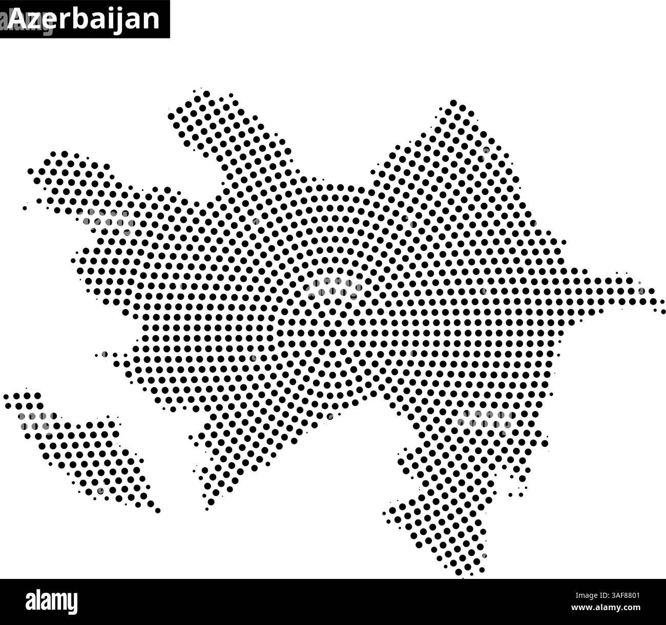This artwork presents a dot pattern representation of Azerbaijan ...
