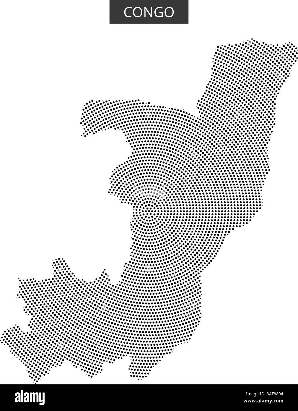 The dotted outline of Congo highlights the country's shape and ...