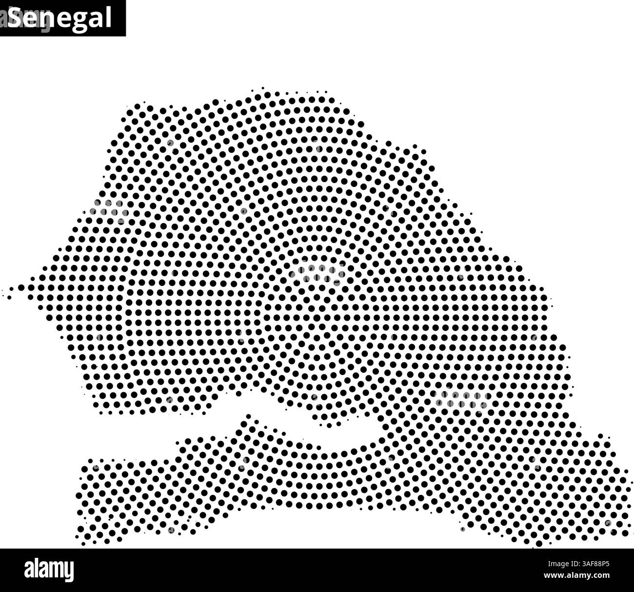 Detailed representation of Senegal using a dotted design, showcasing ...
