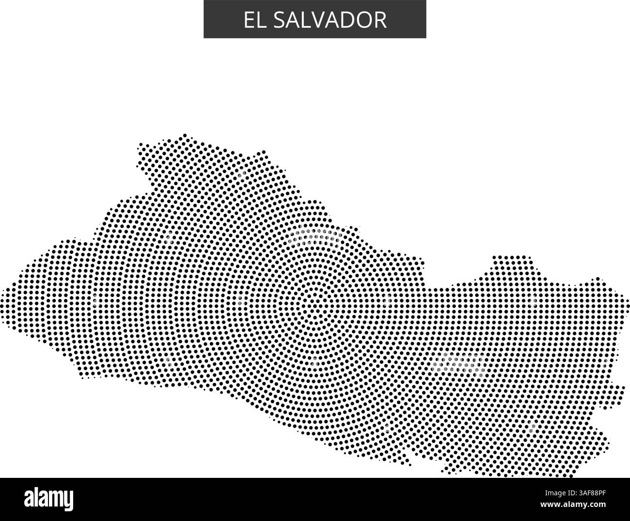 A dotted outline of El Salvador showcases the country's unique shape ...
