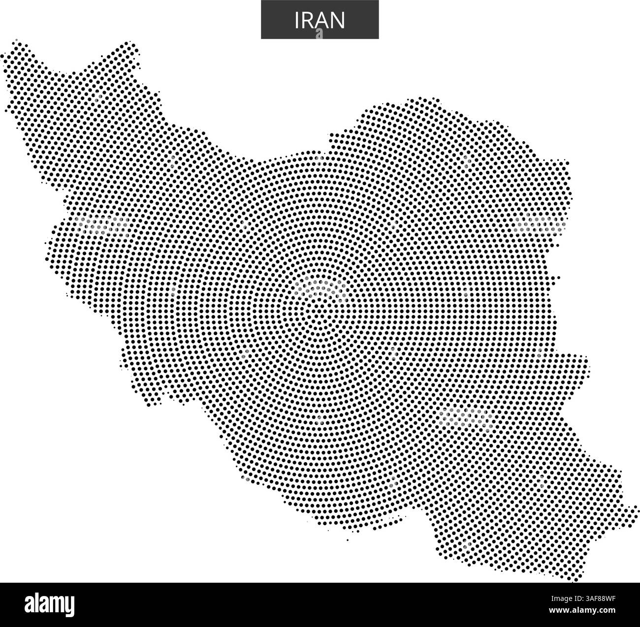This visualization features Iran outlined with dotted patterns and ...