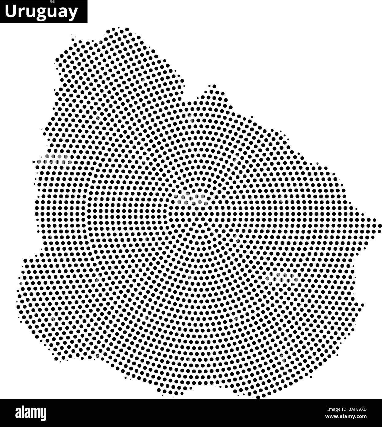 An artistic representation of Uruguay's map outline, highlighting ...