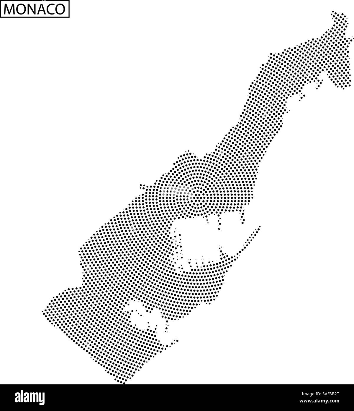 An artistic representation of Monaco's map outline using a dotted ...