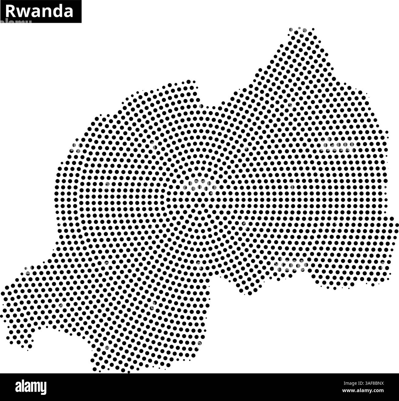 Dot-styled representation of Rwanda showcases its geography ...