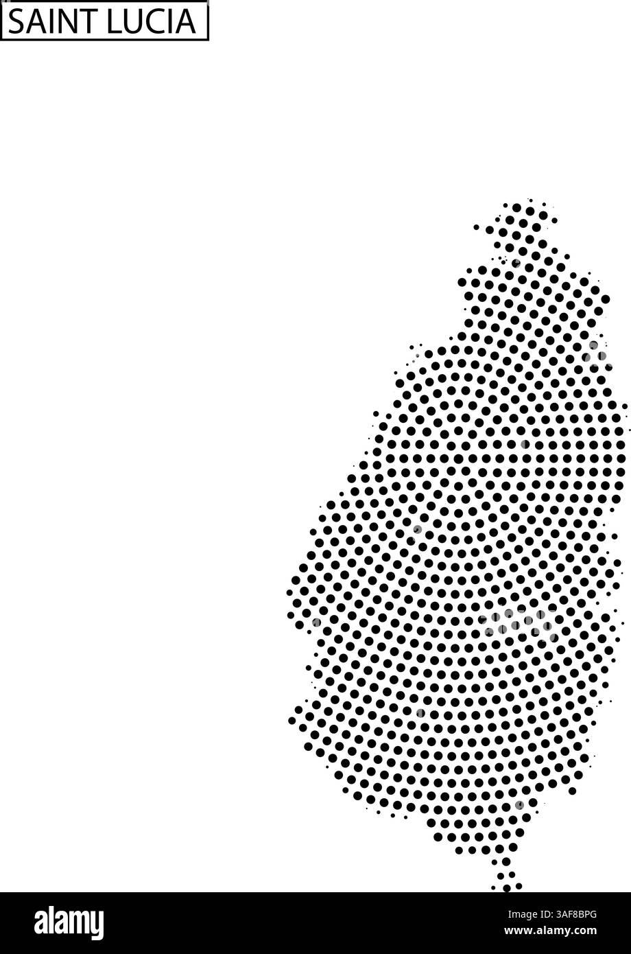 Detailed outline of Saint Lucia highlighting its unique shape and ...