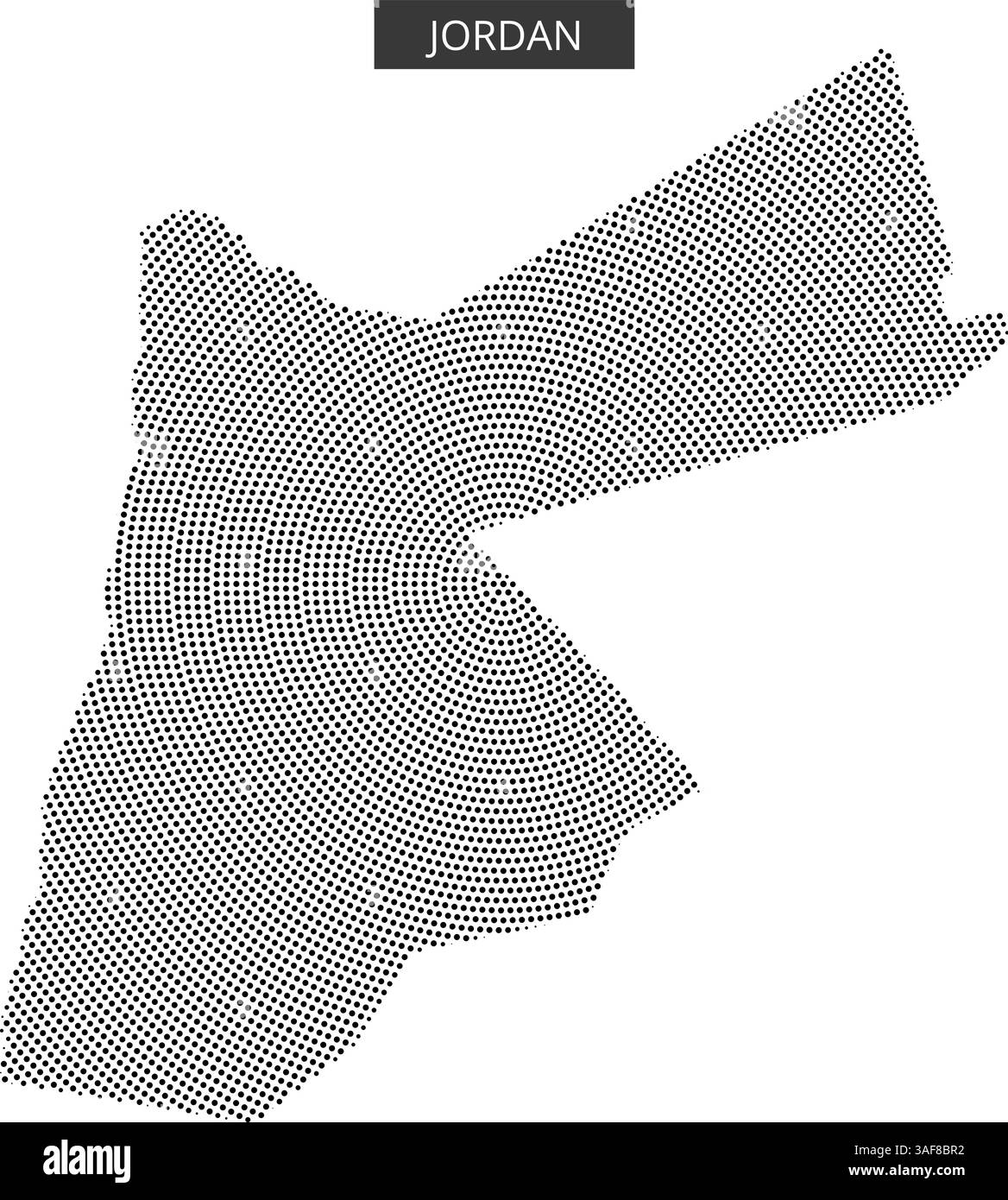 Distinct dotted map showcasing the shape and borders of Jordan ...