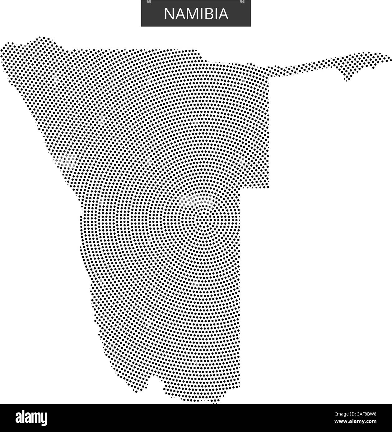 Artistic depiction of Namibia using a dot pattern to outline the ...
