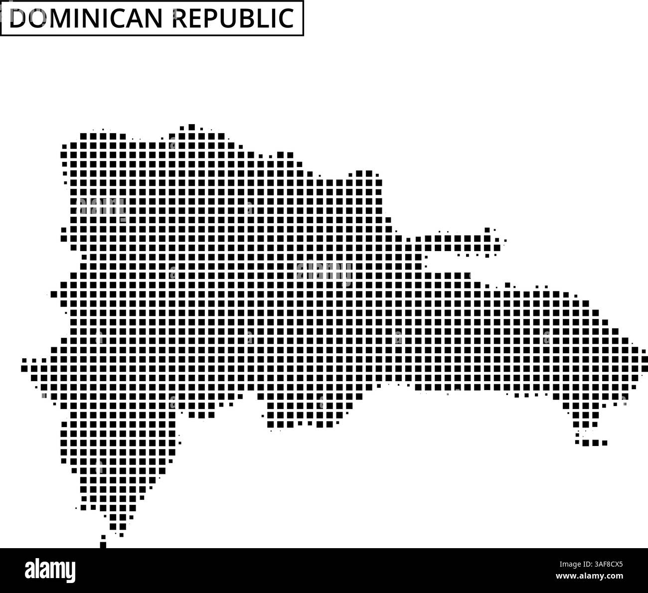 A dotted pattern outlines the shape of the Dominican Republic ...