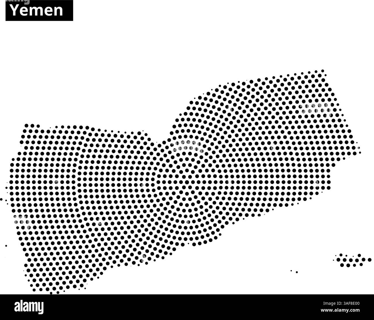 This map outline of Yemen displays a dotted pattern, illustrating ...