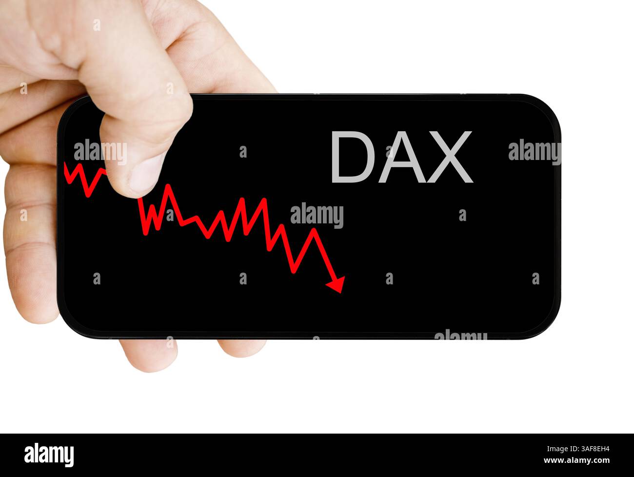 Phone in hand with stock DAX index rate Stock Photo - Alamy