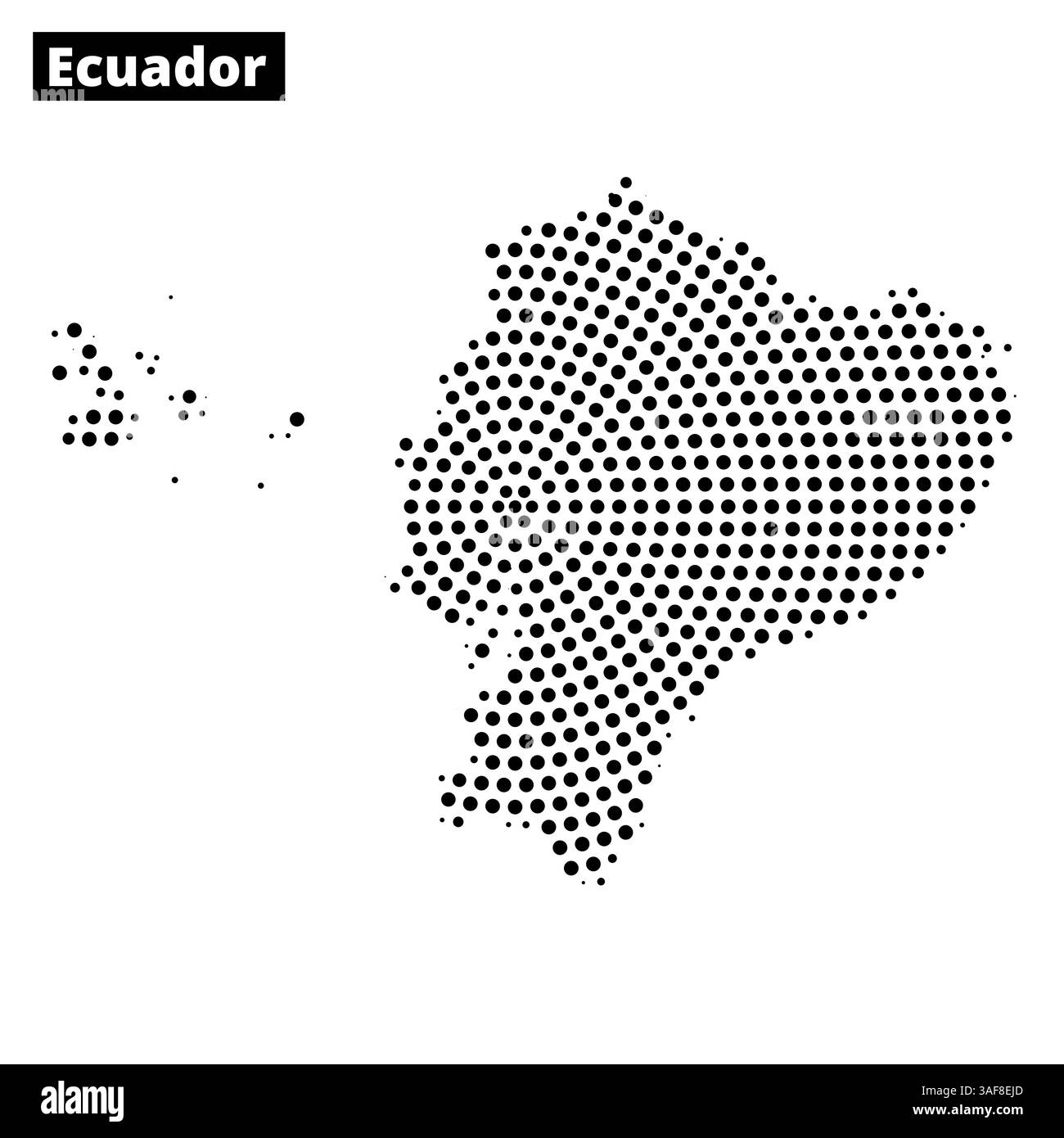 The artwork showcases a detailed map of Ecuador with a unique dot ...