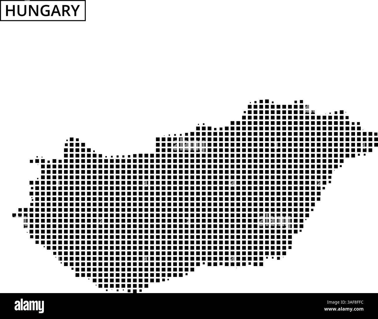 This graphic represents Hungary through a dotted outline on a stylized ...