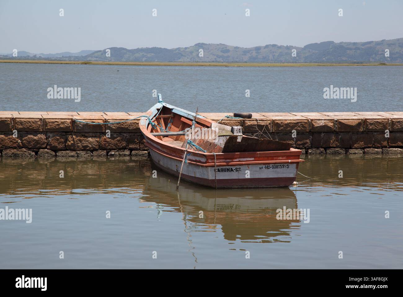 The Fishing boat on a marina in downtown Laguna, Santa Catarina, Brazil ...