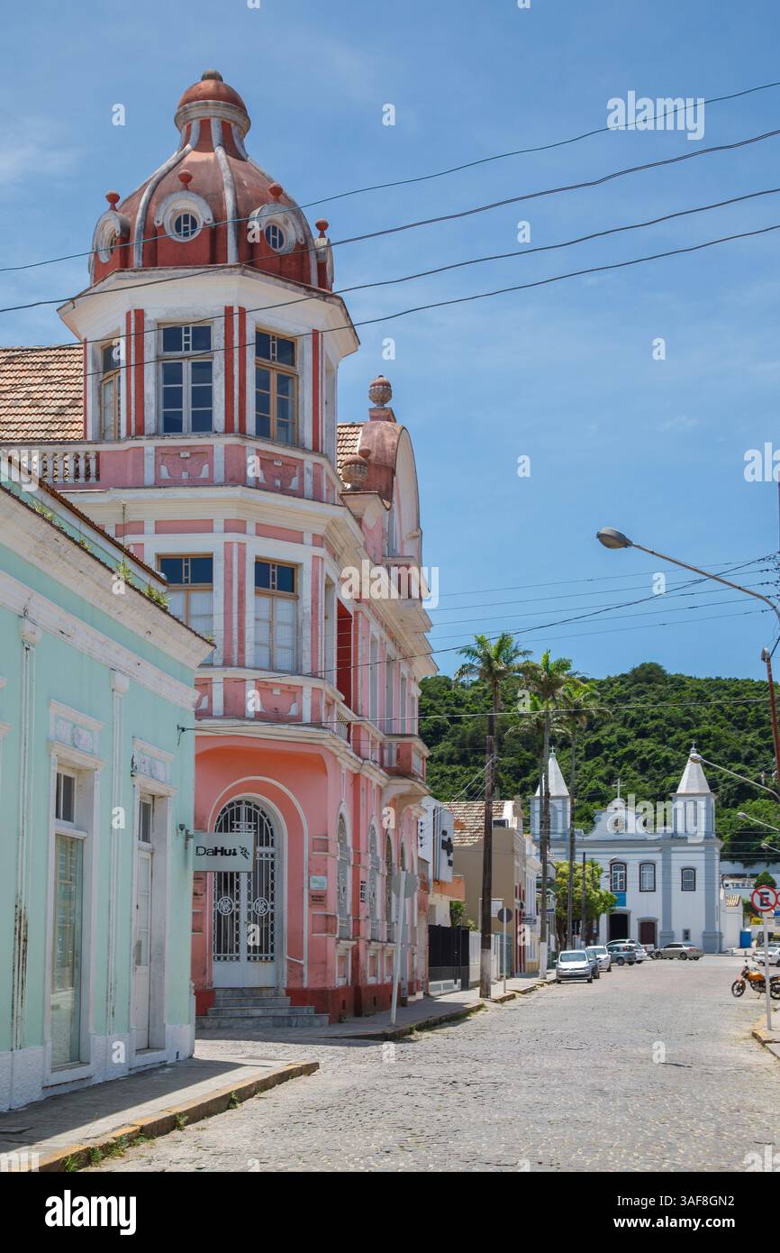 The Santo Antonio dos Anjos church colonial building in downtown Laguna ...