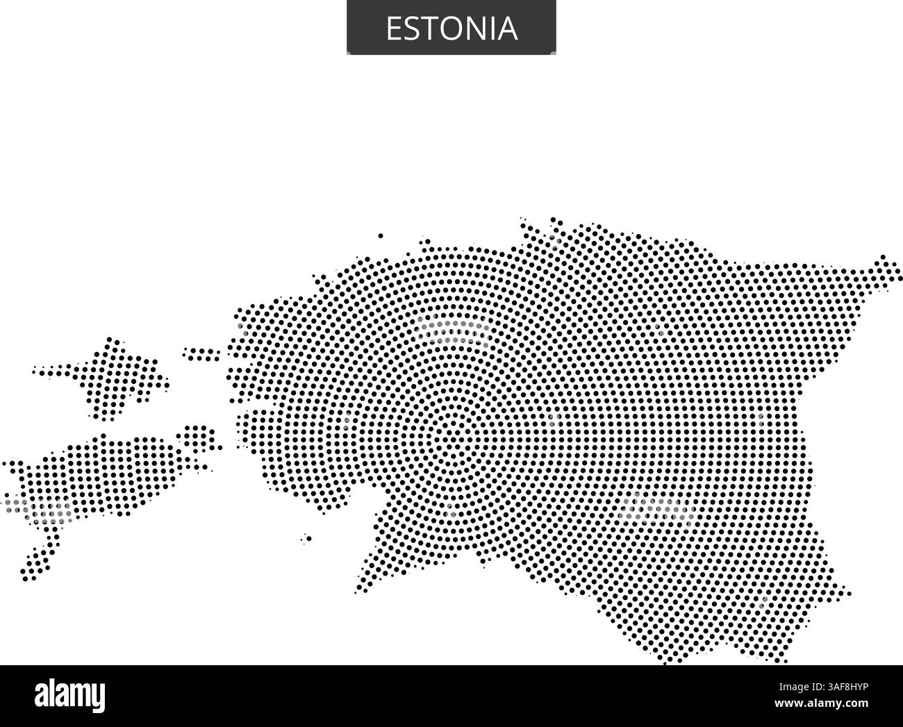 A representation of Estonia drawn using a unique dot pattern ...