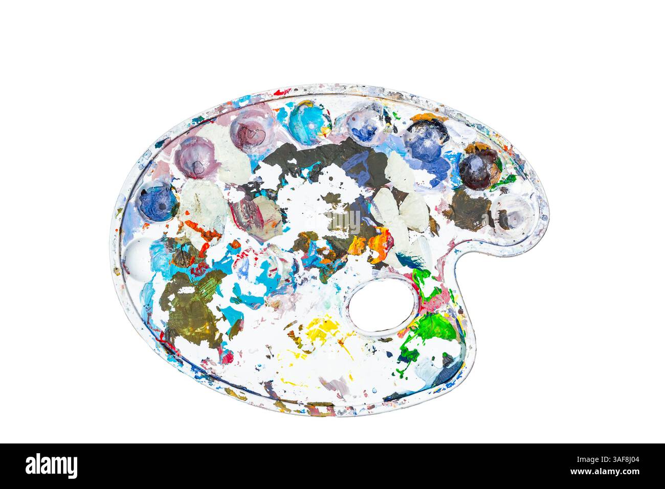 Multi-colored palette for mixing paints Stock Photo - Alamy