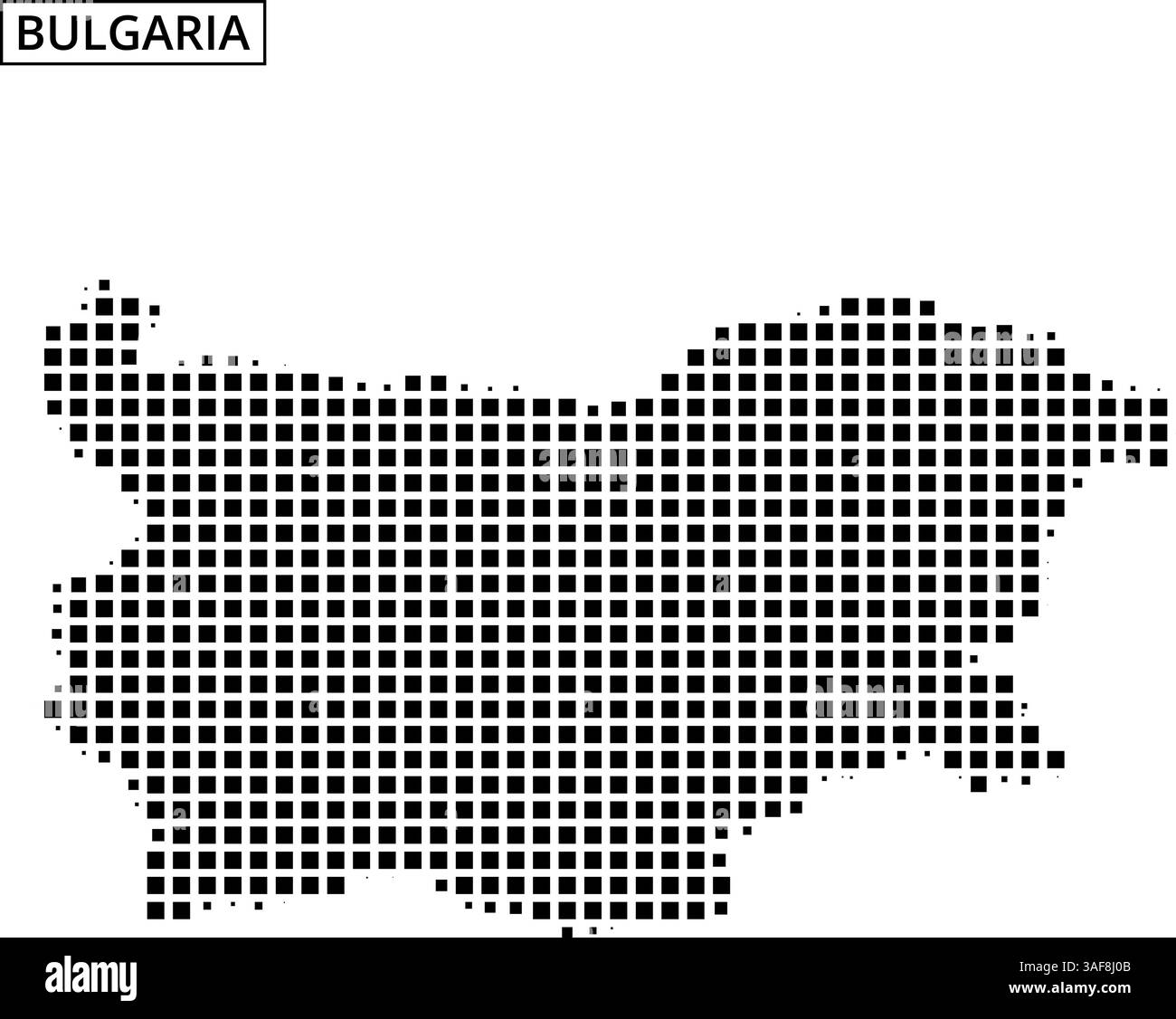 Detailed outline of Bulgaria presented in a dotted style, highlighting ...
