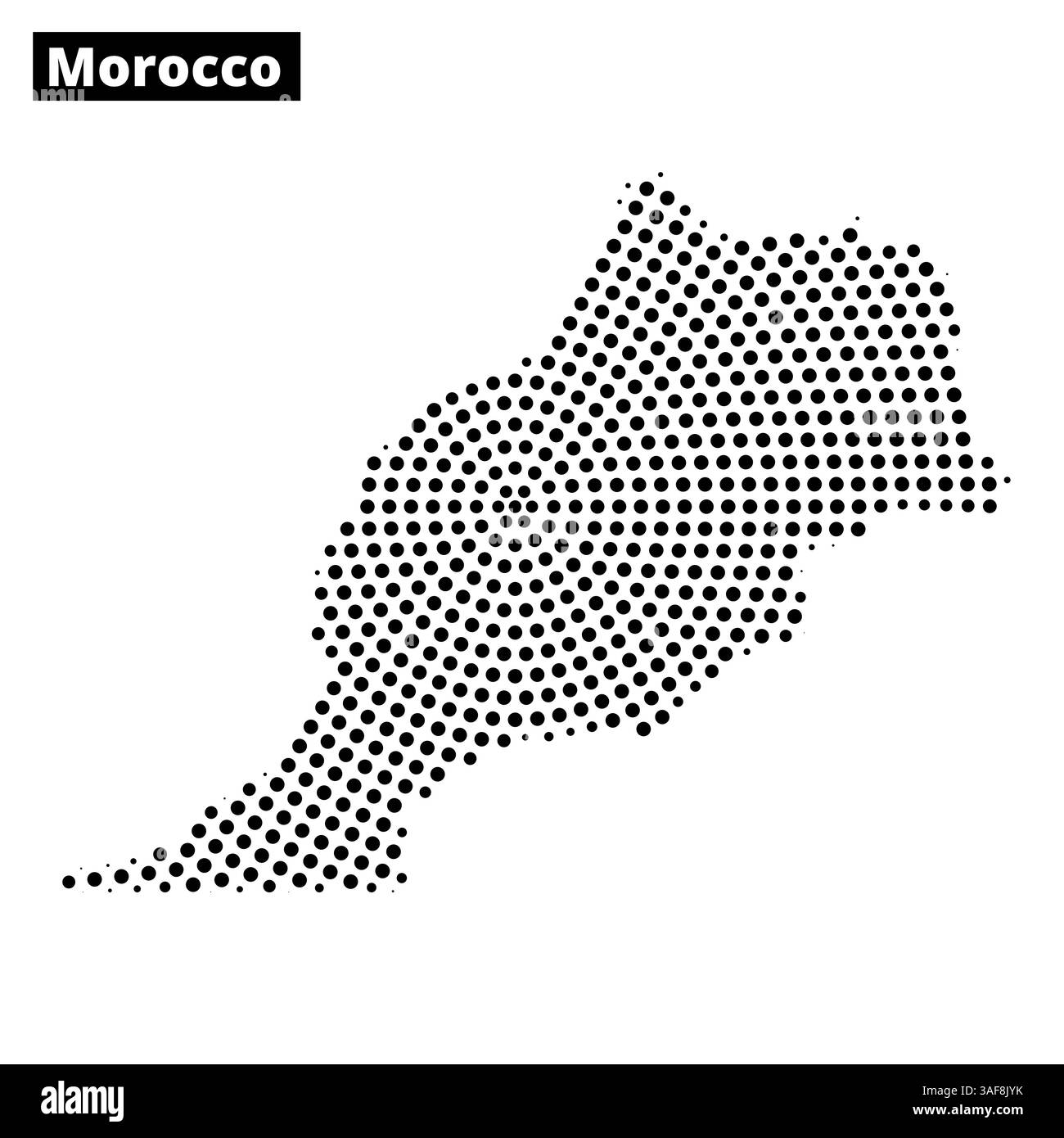 A unique depiction of Morocco's geographical outline using a dotted ...