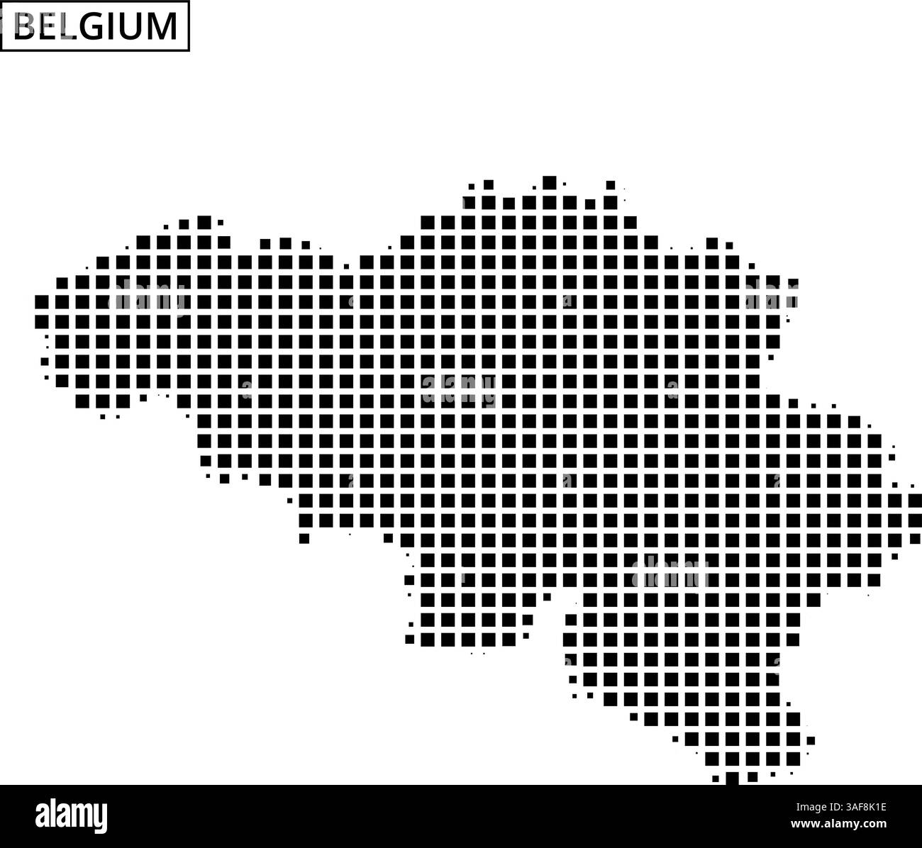 A detailed map of Belgium showcases the country's shape using a unique ...