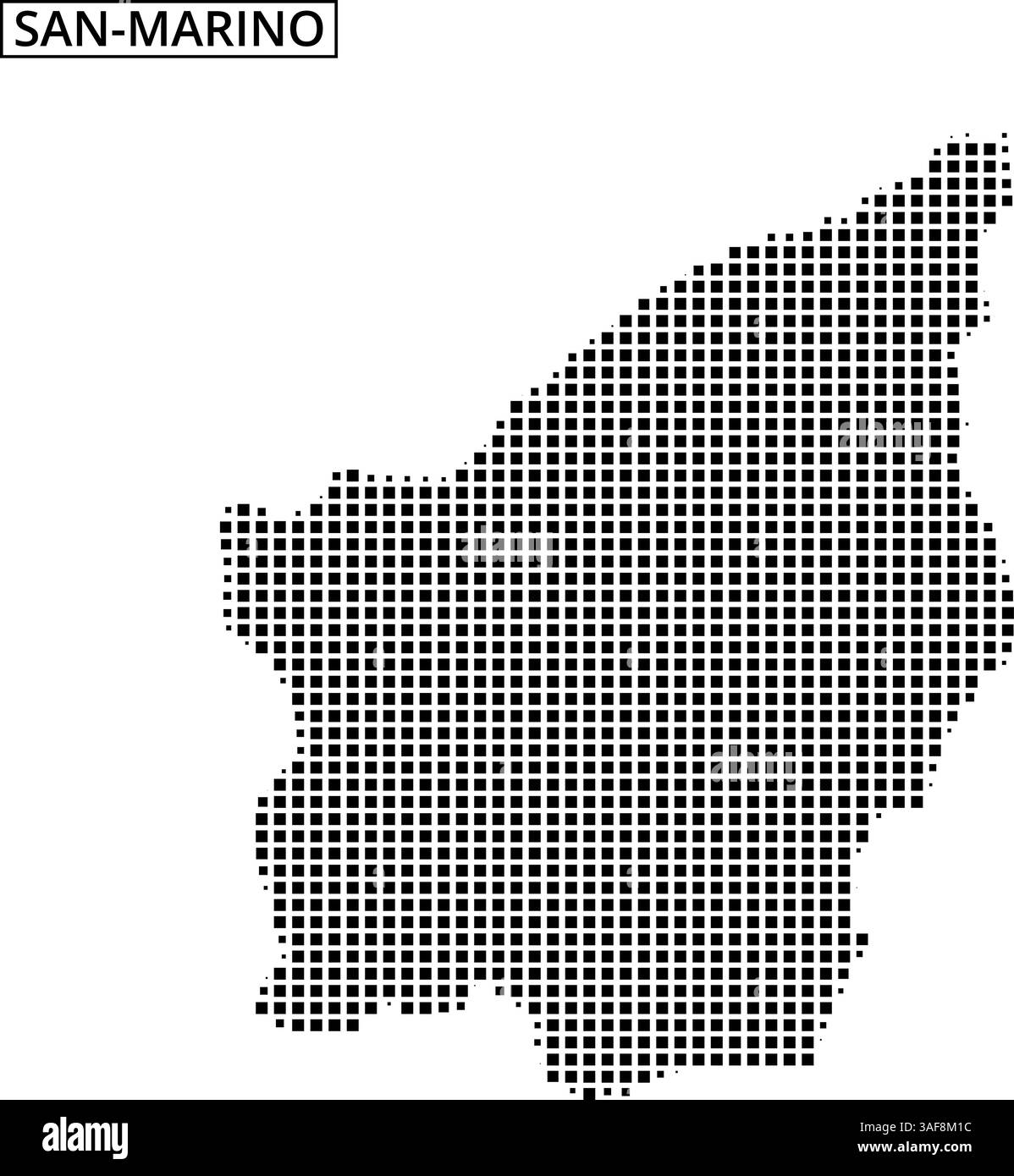 A unique pixelated design showcases the outline of San Marino ...