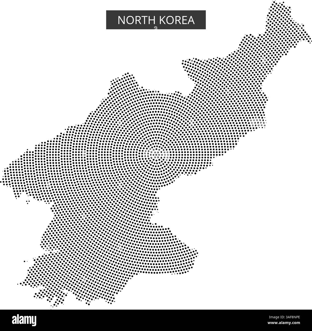 This visual displays a dot map of North Korea, highlighting its ...