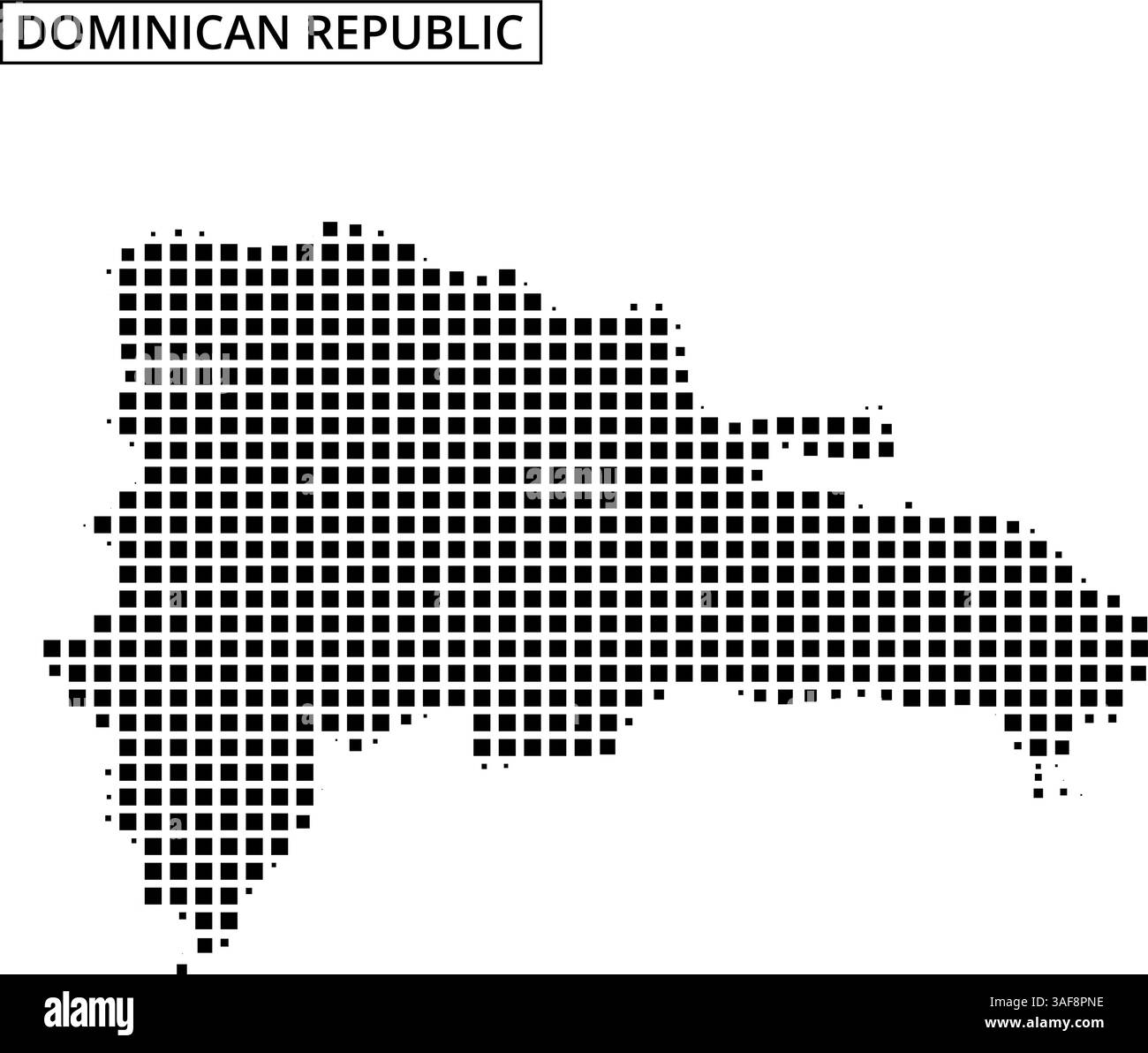 A dotted pattern outlines the shape of the Dominican Republic ...