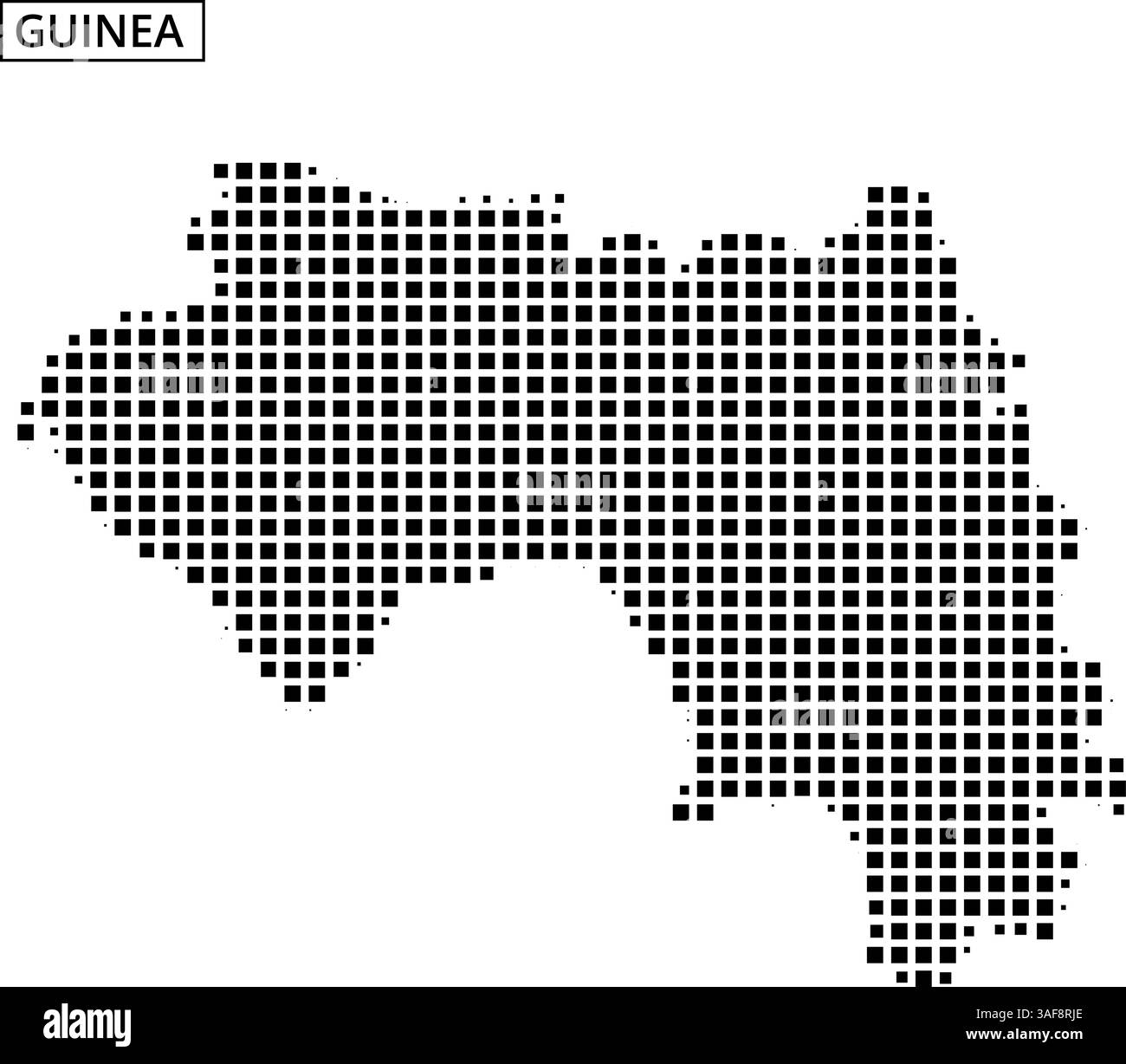 This visual displays a dotted map of Guinea, showcasing its geographic ...