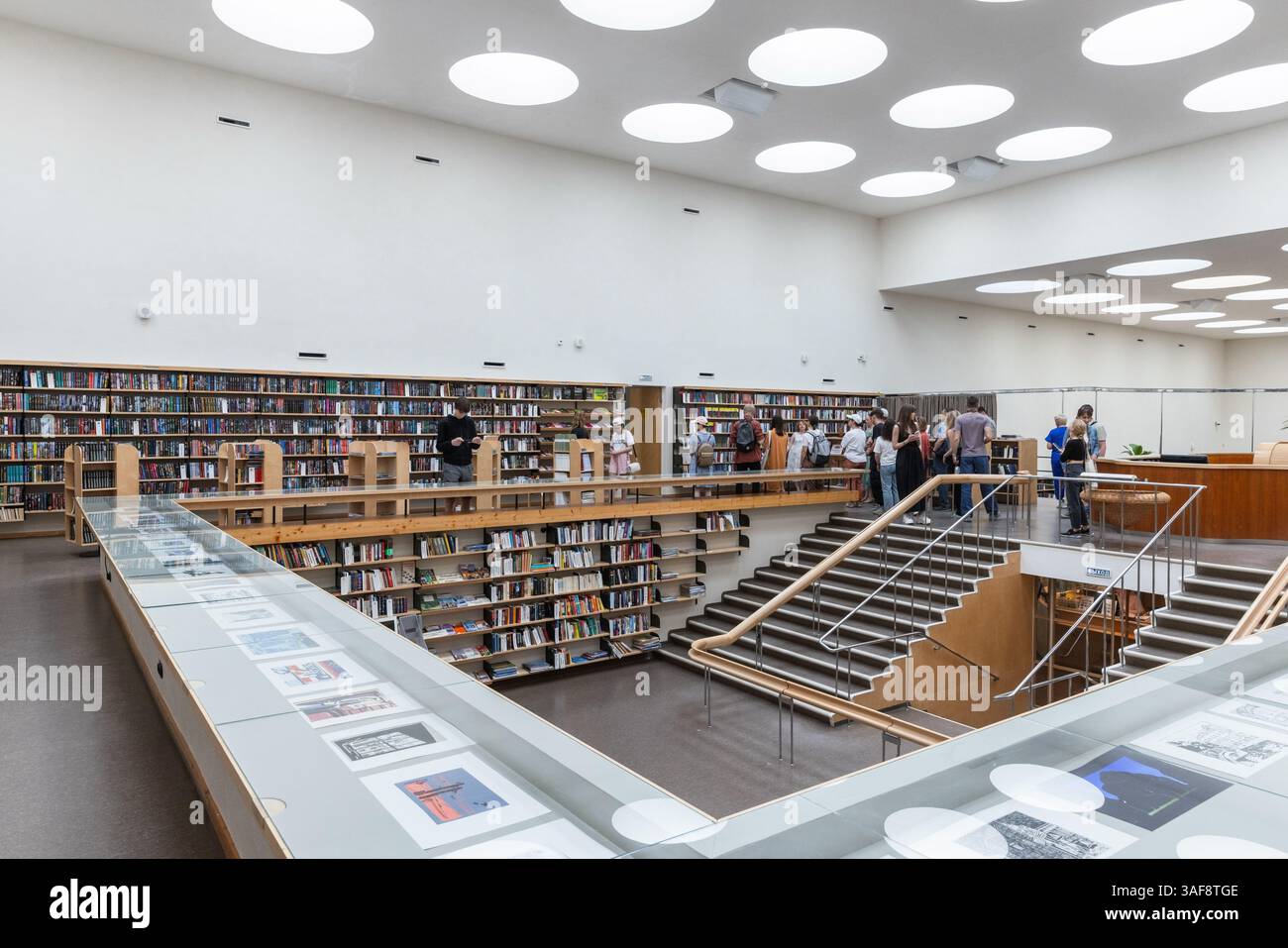 Vyborg, Russia - July 17, 2023: People are in main reading room of the ...