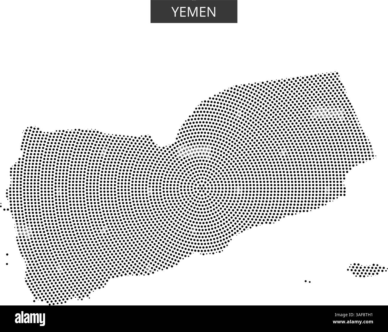 This map outline of Yemen displays a dotted pattern, illustrating ...